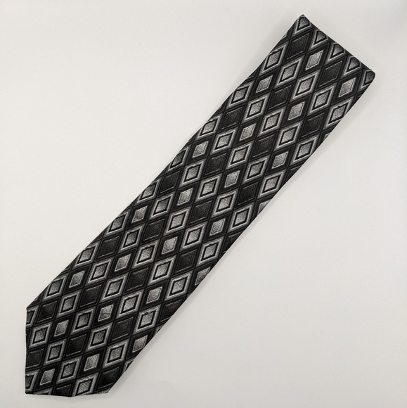 George | Accessories | George Black And Silver Diamond Pattern Mens ...